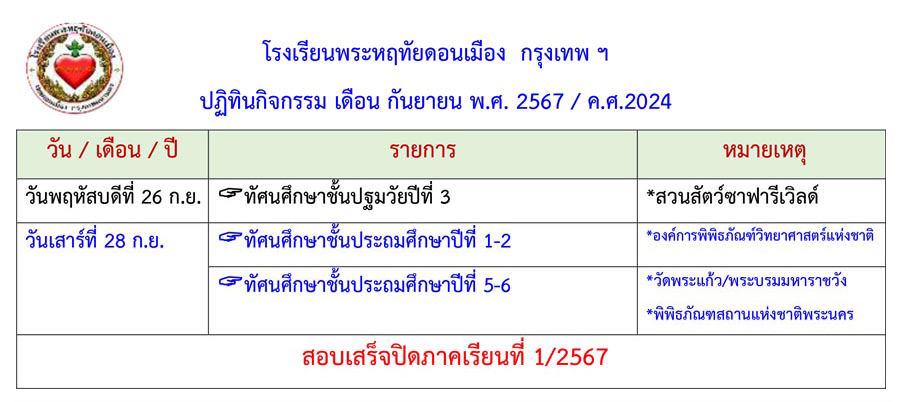 ตารางสอบปลายภาคเรียนที่ 2/ 2566 ม.1 - ม.6